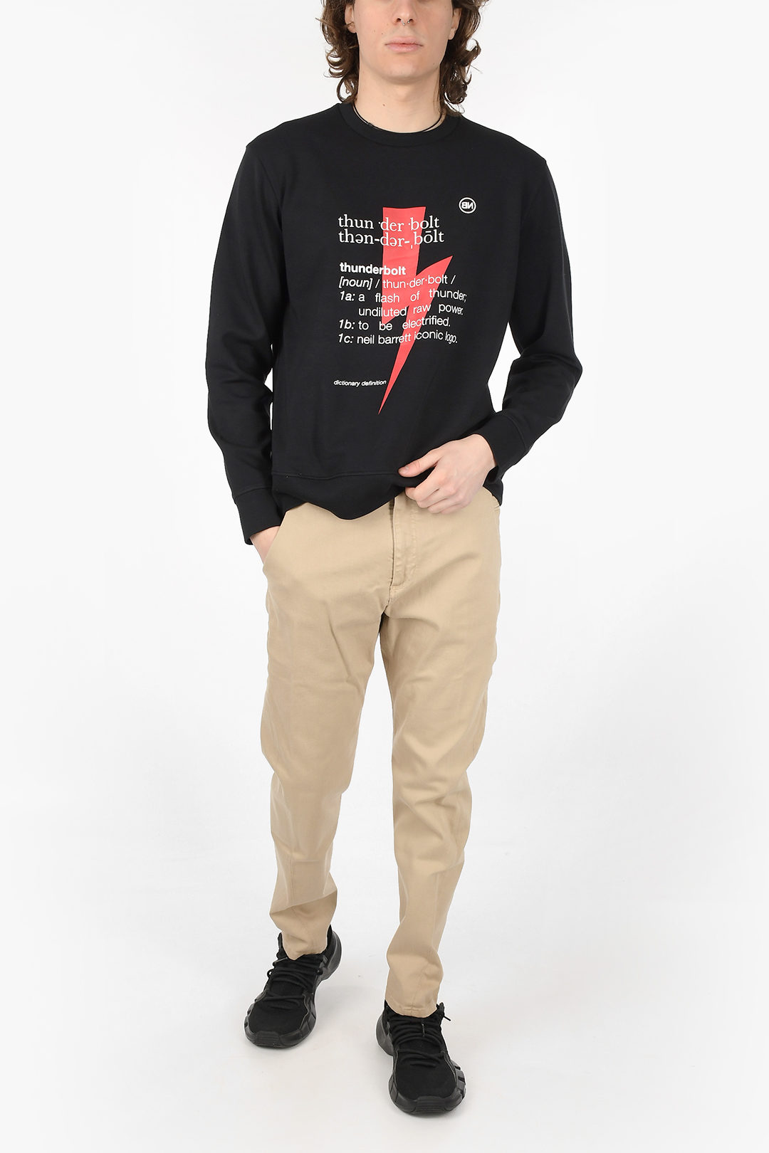 Neil Barrett cotton THUNDERBOLT DEFINITION crew-neck Sweatshirt men ...