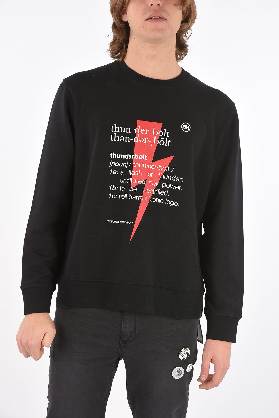 Neil Barrett cotton THUNDERBOLT DEFINITION crew-neck Sweatshirt men ...