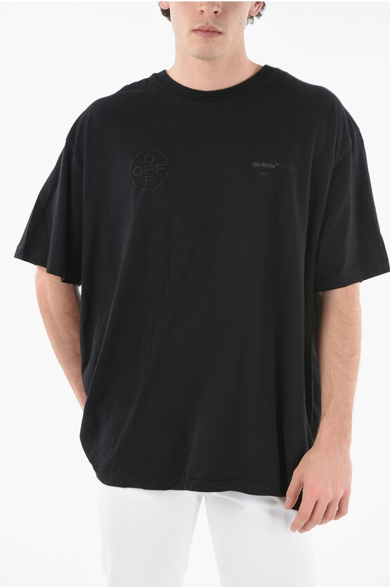 Off-White Cotton TONAL EMBRO Oversized T-Shirt men - Glamood Outlet