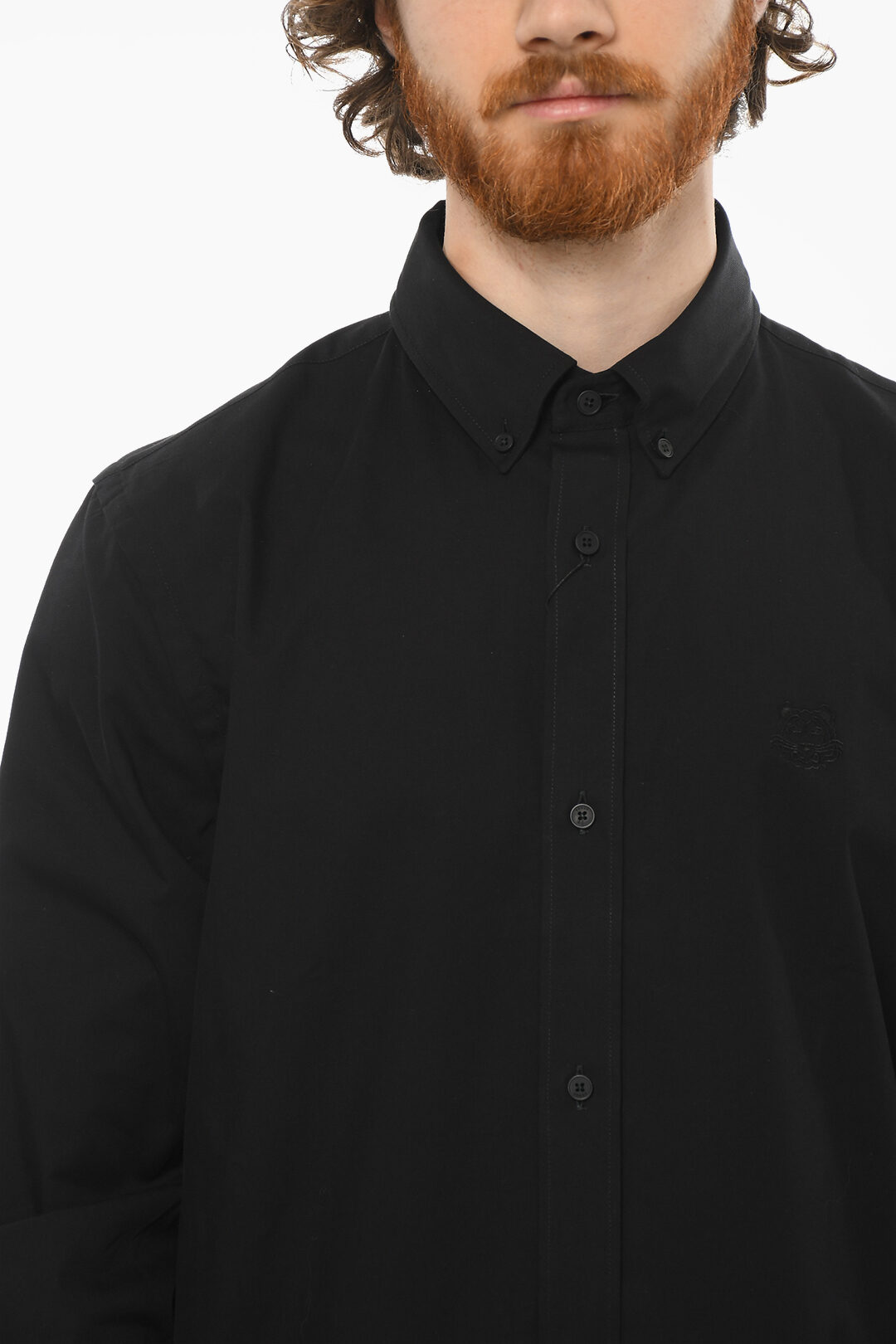 Kenzo Cotton-twill Button-down Shirt with TIGER CREST Logo Patch men ...