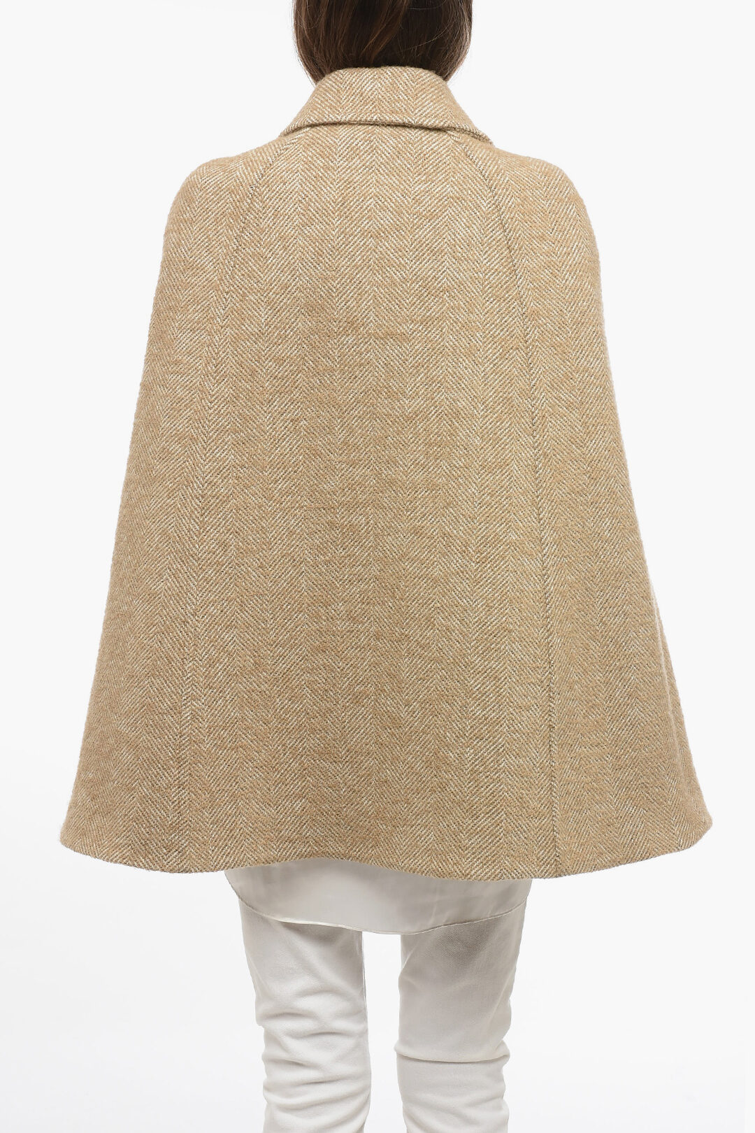 Moschino COUTURE Blended Wool Cape with Herringbone Motif women ...