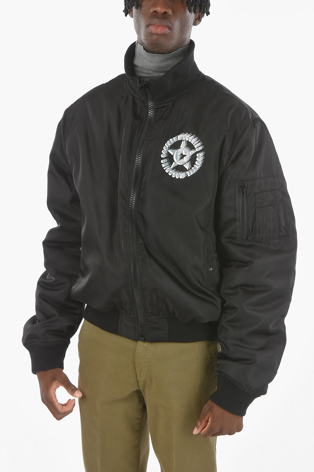 Moschino COUTURE! Tech Fabric Padded Puffer with Logo Print men ...