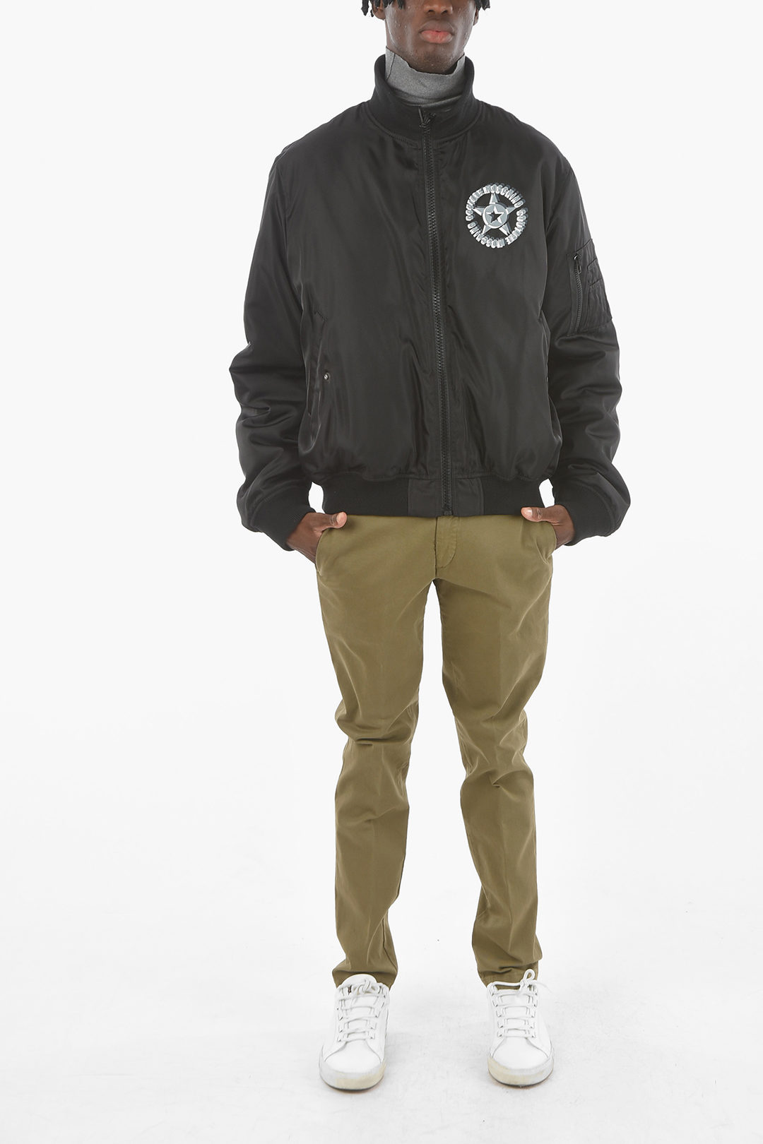 Moschino COUTURE! Tech Fabric Padded Puffer with Logo Print men ...