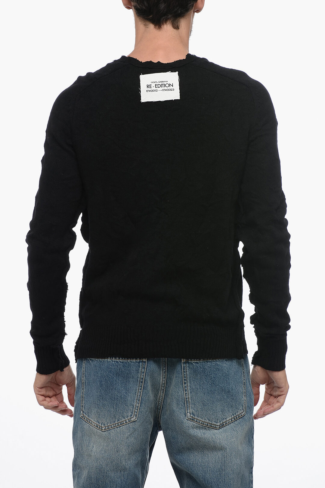 Dolce & Gabbana Creased-effect Wool Sweater with Raw Cut Detail men ...