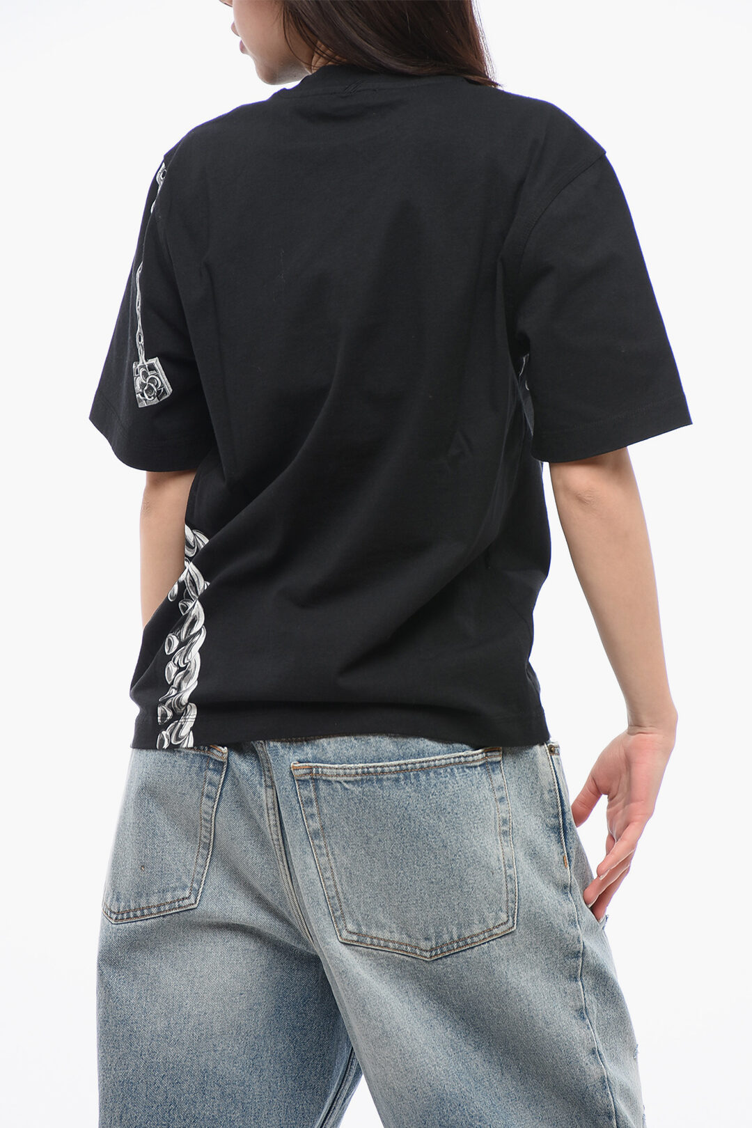 Burberry Crew Neck CHAINED Cotton T-Shirt with Print women - Glamood Outlet