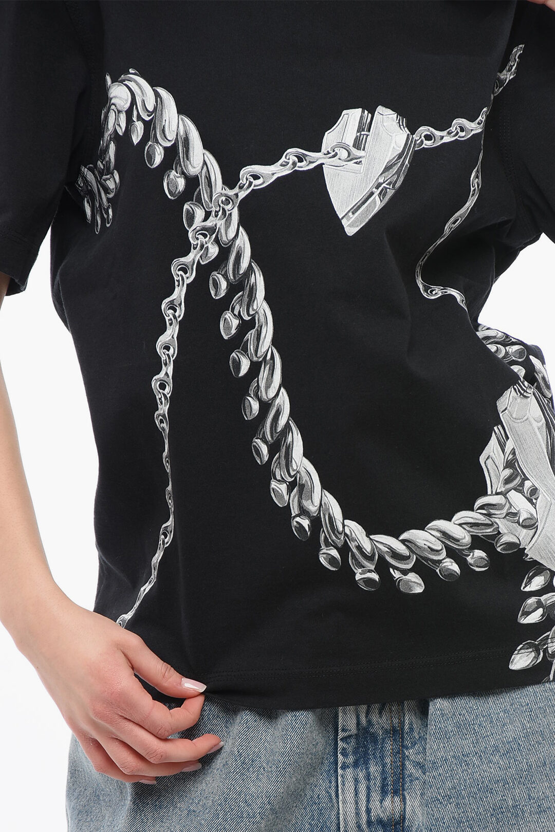 Burberry Crew Neck CHAINED Cotton T-Shirt with Print women - Glamood Outlet
