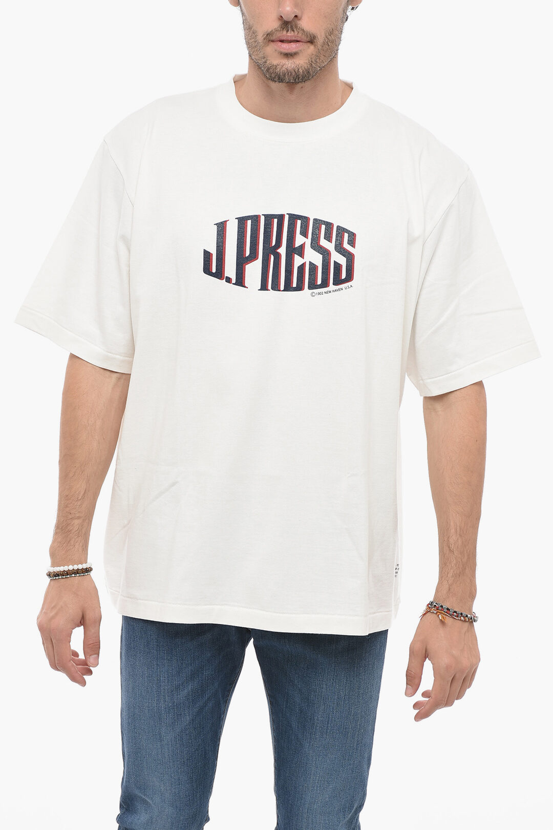 J.Press Crew-Neck Cotton T-shirt with Frontal Logo men - Glamood Outlet