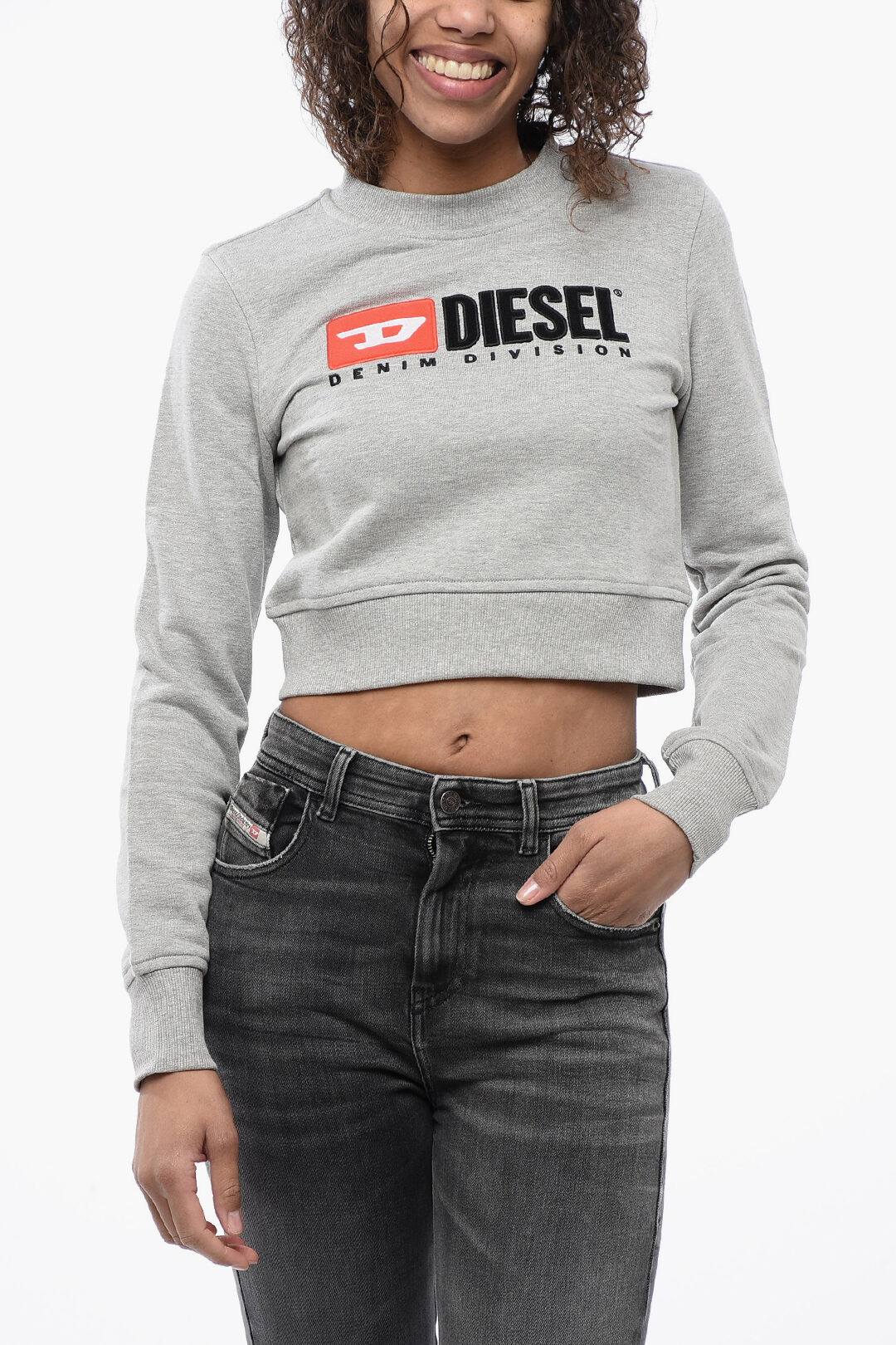 Diesel Crew Neck Cropped Sweatshirt with Lettering Logo women - Glamood ...