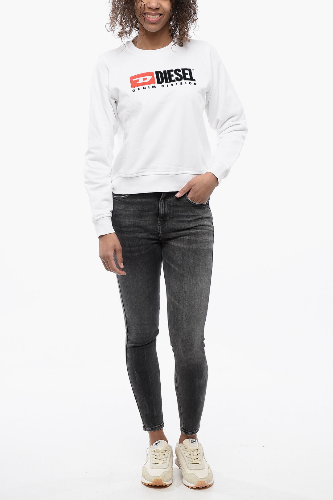 Diesel Crew Neck Cropped Sweatshirt with Lettering Logo women - Glamood ...