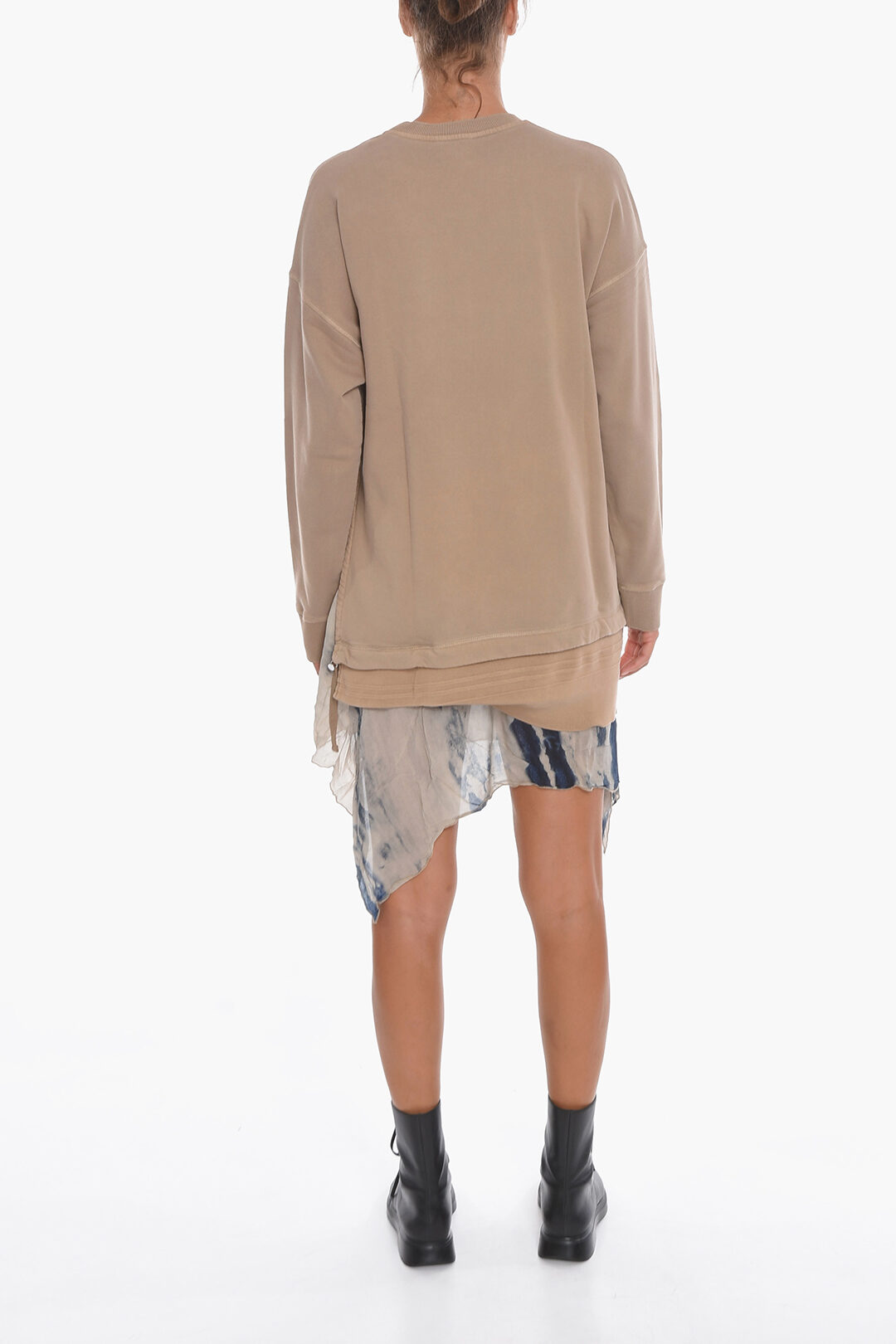Diesel Crew-neck D-ROLLY Sweat Dress with Asymmetrical Chiffon women ...