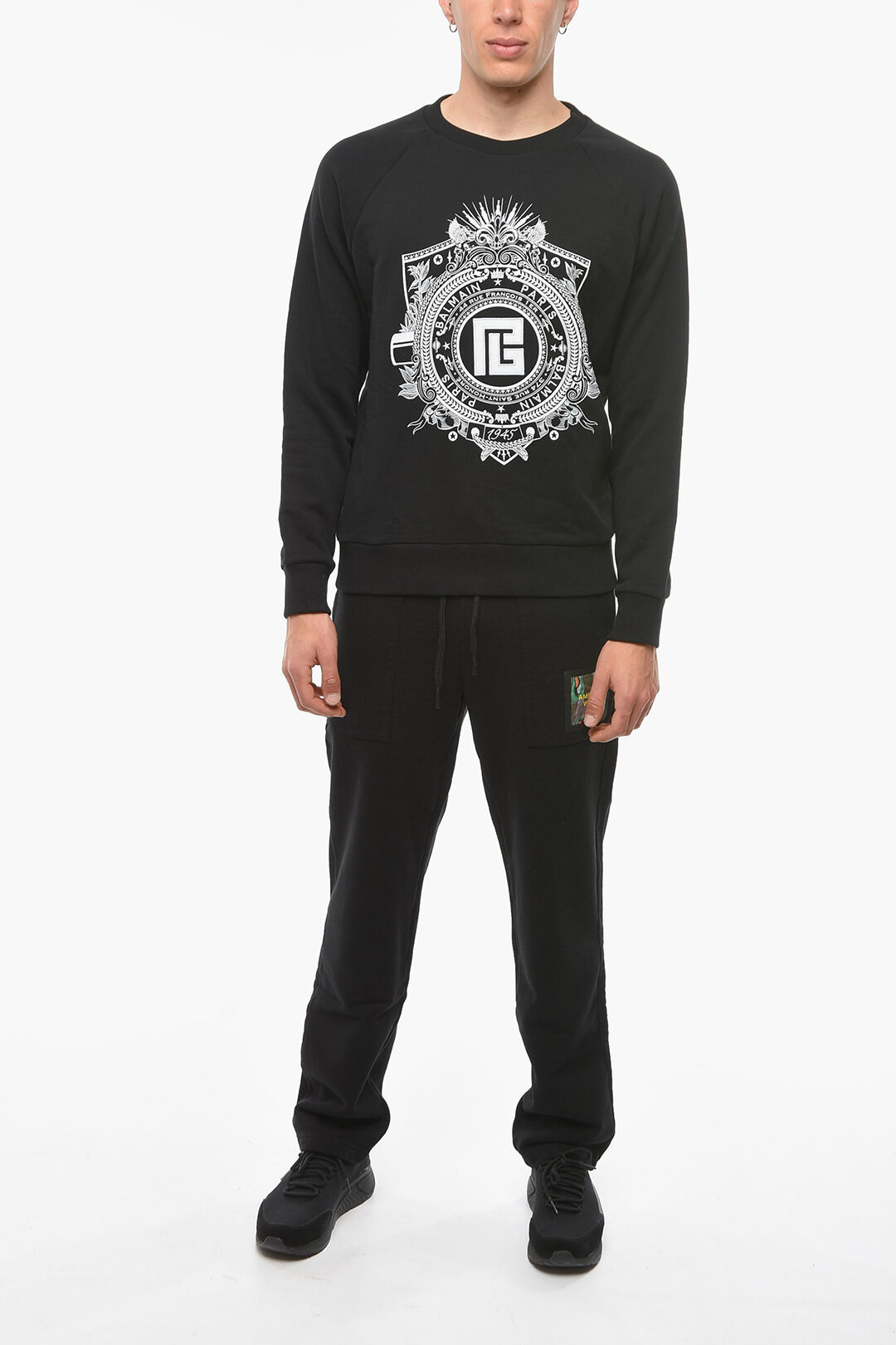 Balmain Crew Neck EMBLEM Sweatshirt with Embroidered Logo men - Glamood ...