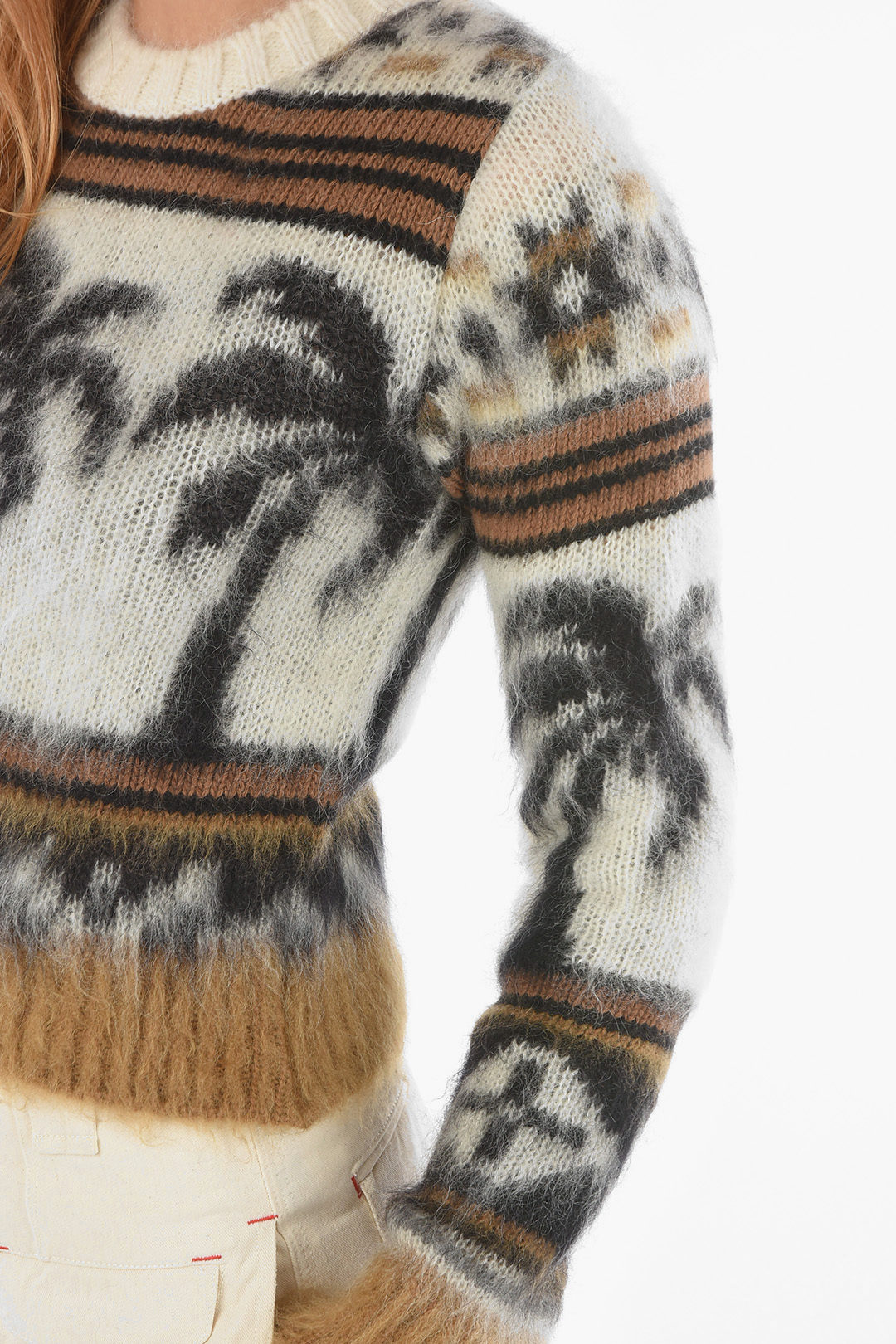 N.21 Crew Neck Mohair Blend Palm Tree Motif Sweater women - Glamood Outlet