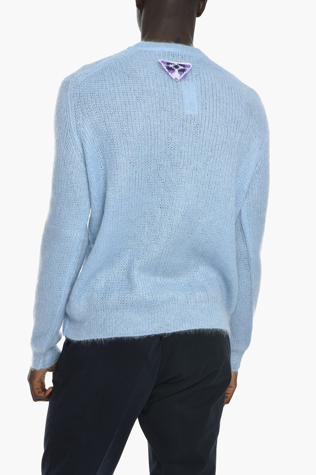 Prada Crew Neck Mohair Blend Sweater men - Glamood Outlet Prada Crew Neck Mohair Blend Sweater men - Glamood Outlet