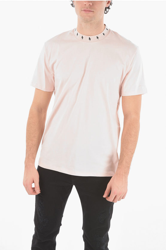 Neil Barrett Crew Neck Printed Collar Cotton T-Shirt men - Glamood Outlet