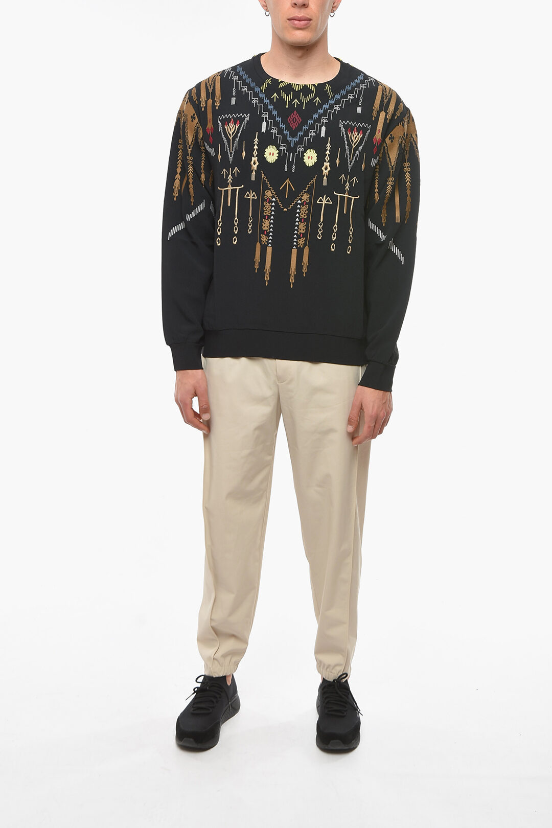 Etro Crew-neck Sweatshirt with Jacquard Geometric Pattern men - Glamood Outlet
