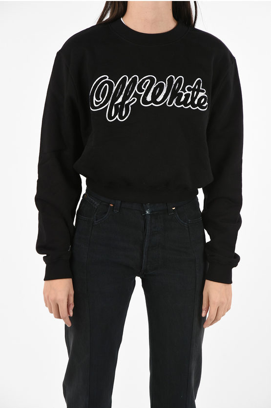 Off-White crew-neck sweatshirt with Shearling Embroidery women ...