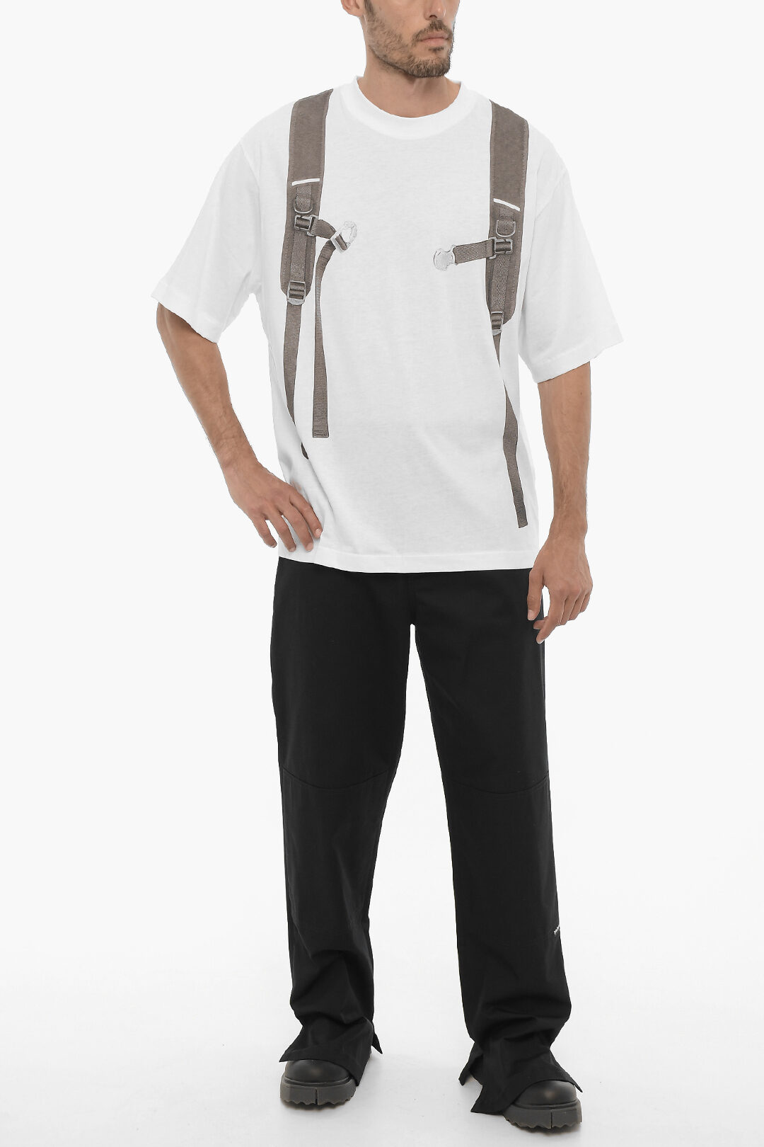 Off-White Crew-neck T-shirt with Backpack Print men - Glamood Outlet
