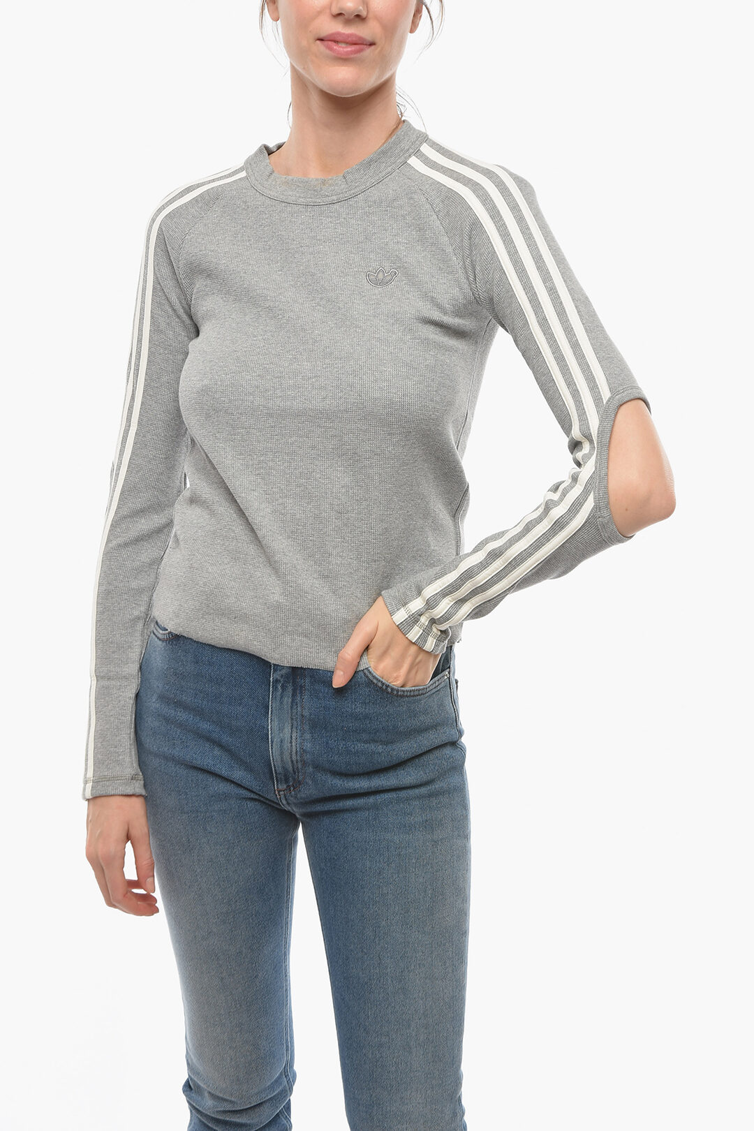 Adidas Crew-neck T-Shirt with Contrasting Bands and Cut-Out Details on ...