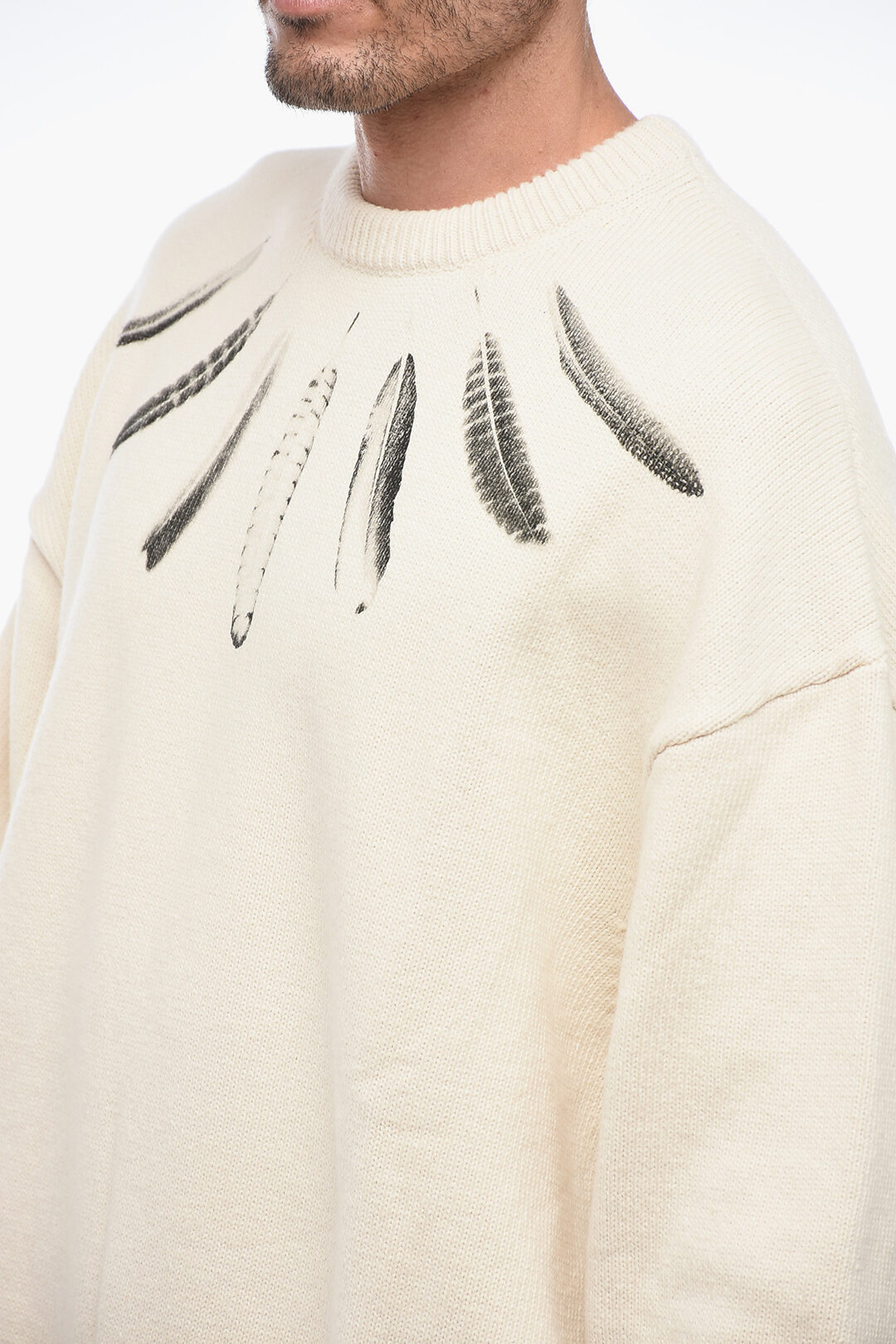 Marcelo Burlon Crew Neck WIND FEATHERS Cotton Sweater with Print men ...