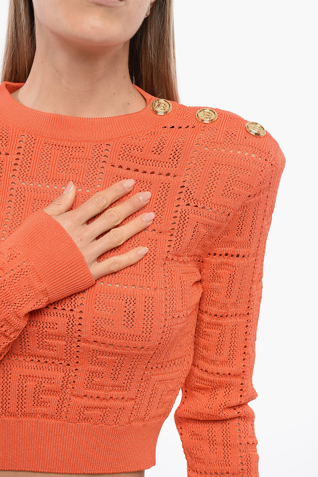 Balmain Crochet Cropped Top with Jewel Buttons women - Glamood Outlet