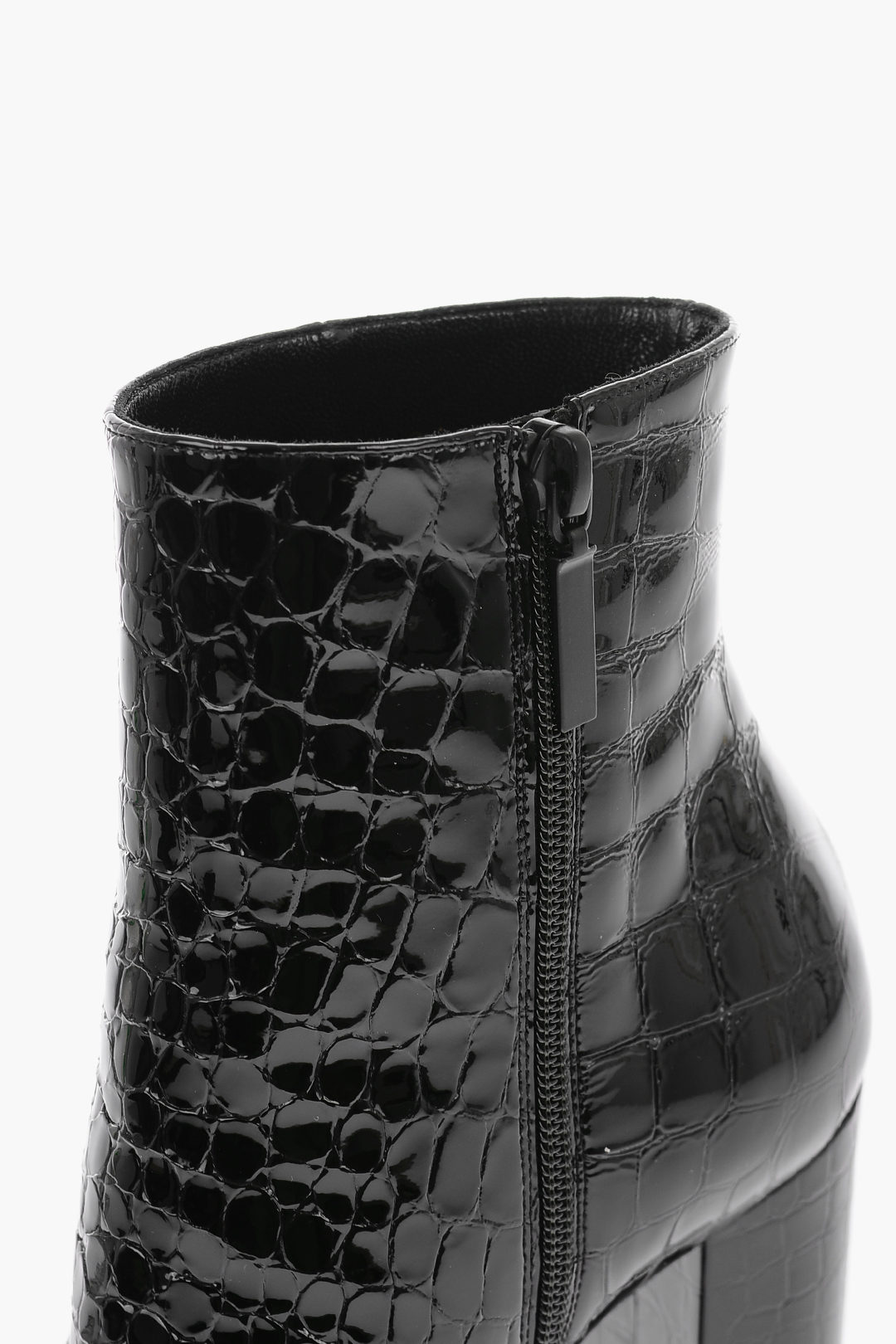 Saint Laurent Croco Print AMAZZONIA Leather Booties 10cm women ...
