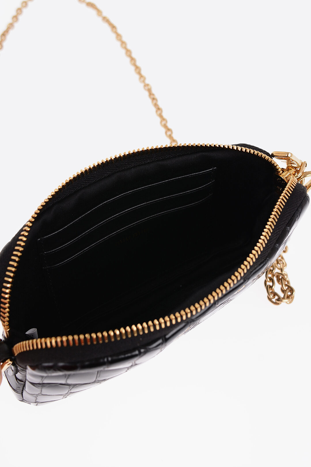 Miu Miu Crocodile Effect Leather Mini Bag with Golden Chain Miu Miu Crocodile Effect Leather Mini Bag with Golden Chain