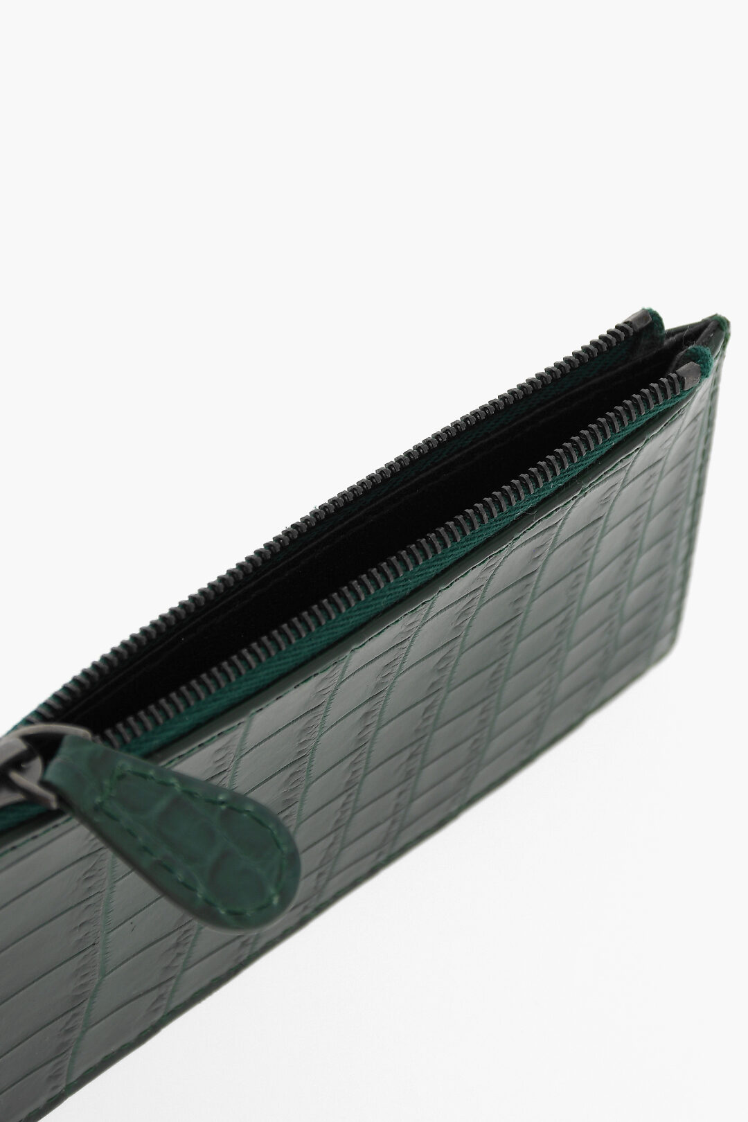 Bottega Veneta Crocodile Leather Card Holder with Zip men - Glamood Outlet