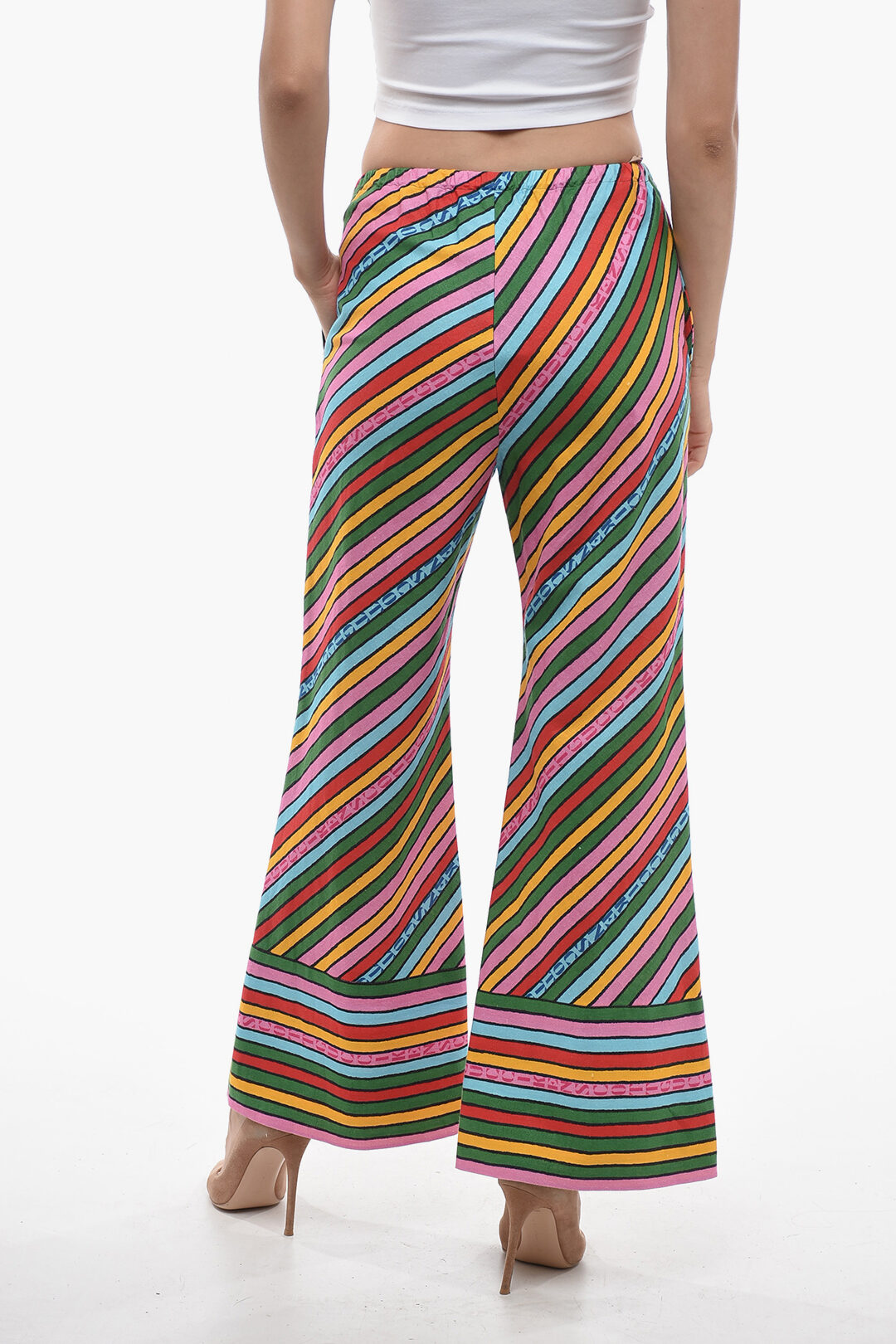 Gucci Cropped Fit Linen Pants with Transversal Stripe Motif women ...