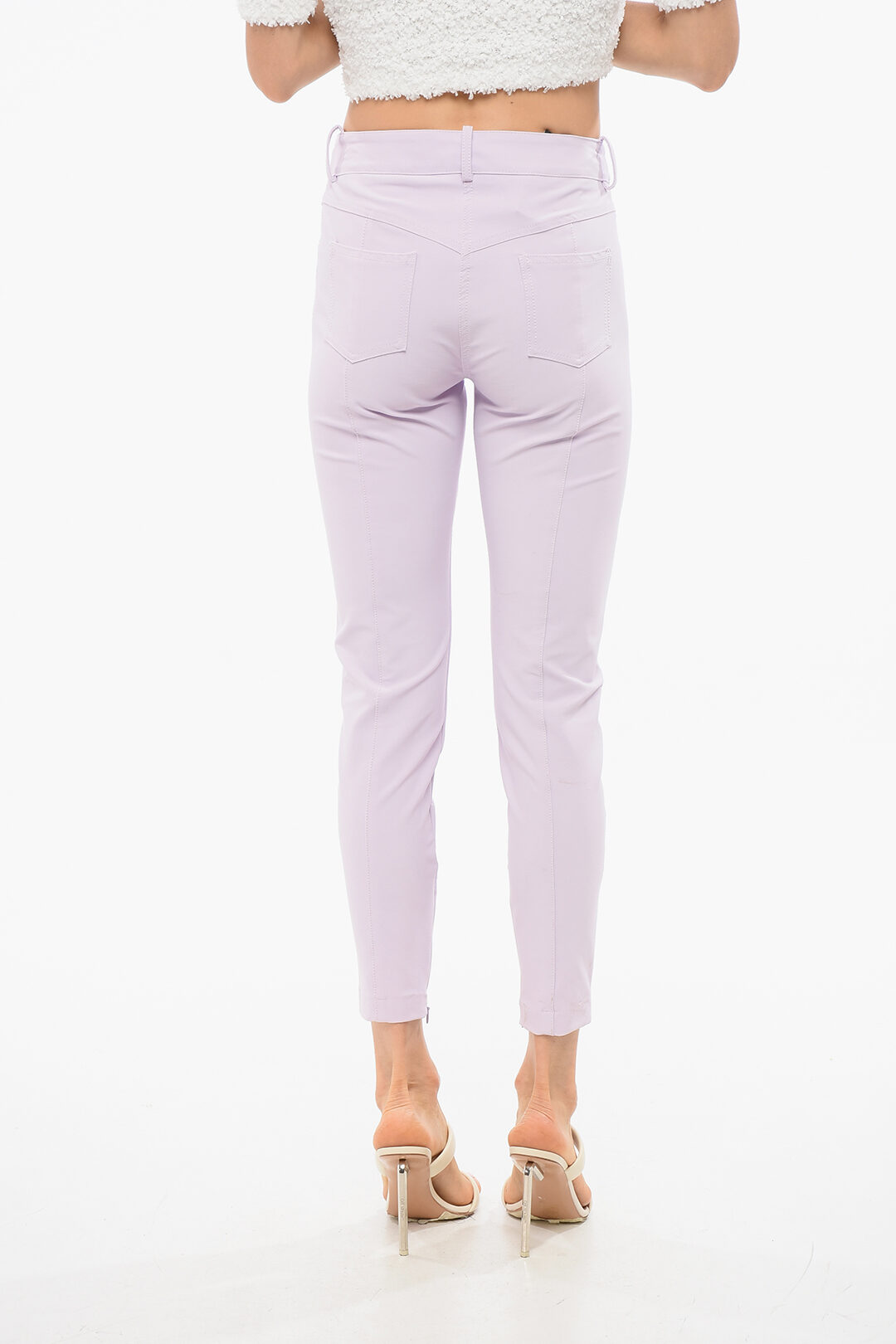 Elisabetta Franchi Cropped Fit Stretch Fabric Pants with 5-Pockets ...