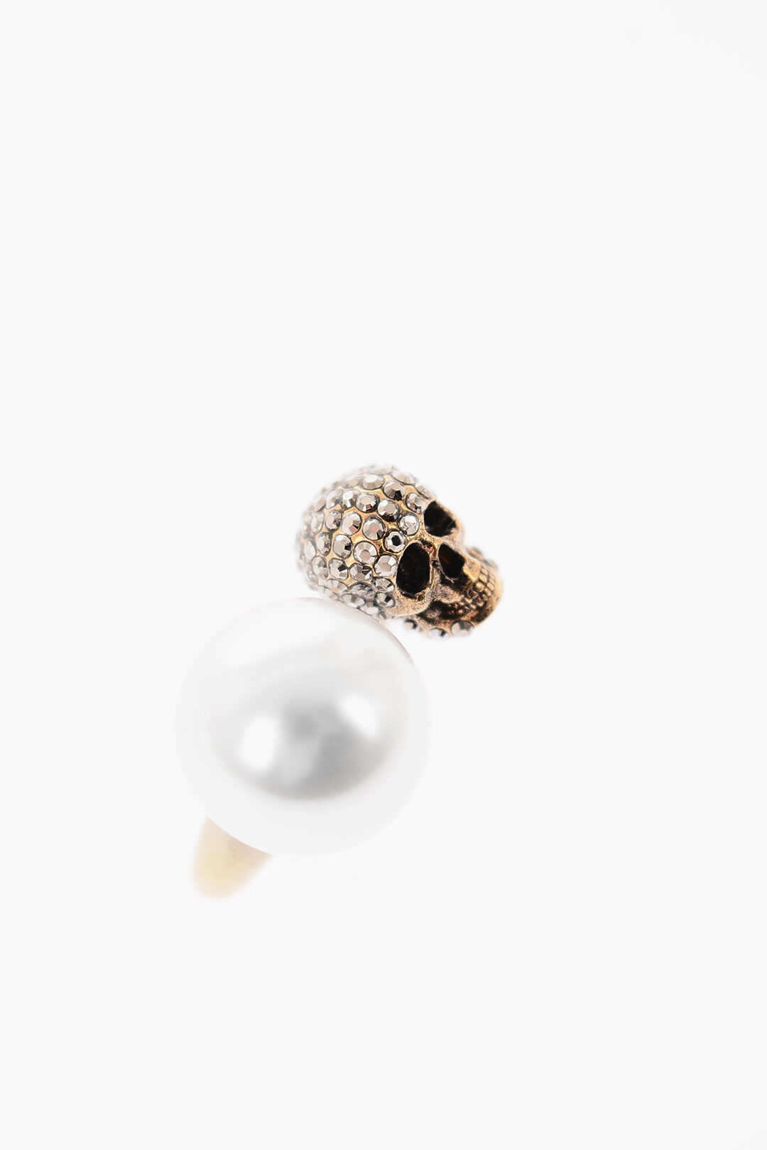 Alexander McQueen Crystal PEARL SKULL Ring women - Glamood Outlet