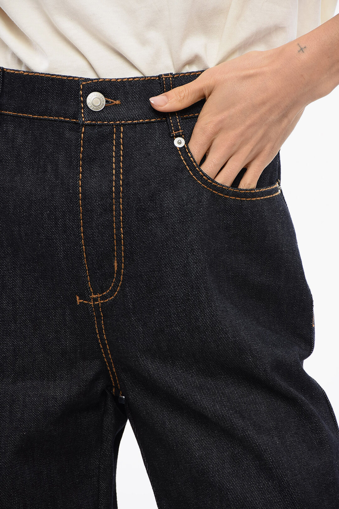 Alexander McQueen Cuffed Hem Jeans with Visible Stitching 22.5cm women ...