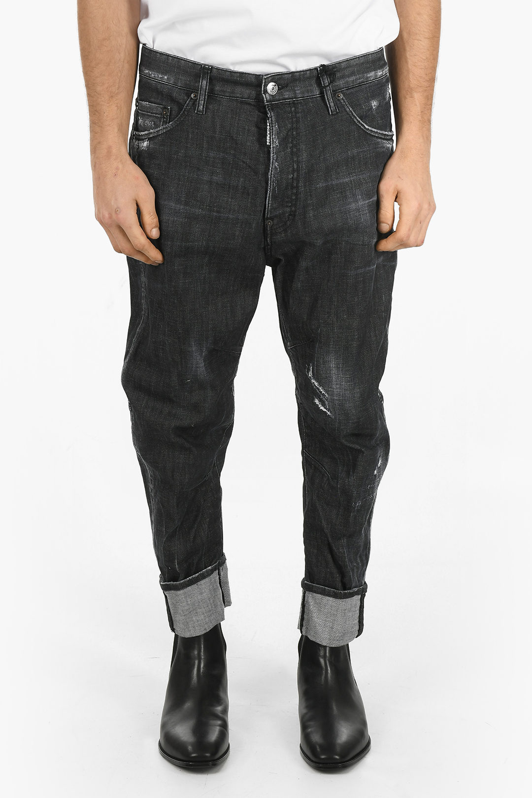 Dsquared2 Cuffed Hem Stretch Denim COMBAT Jeans 17cm men - Glamood Outlet