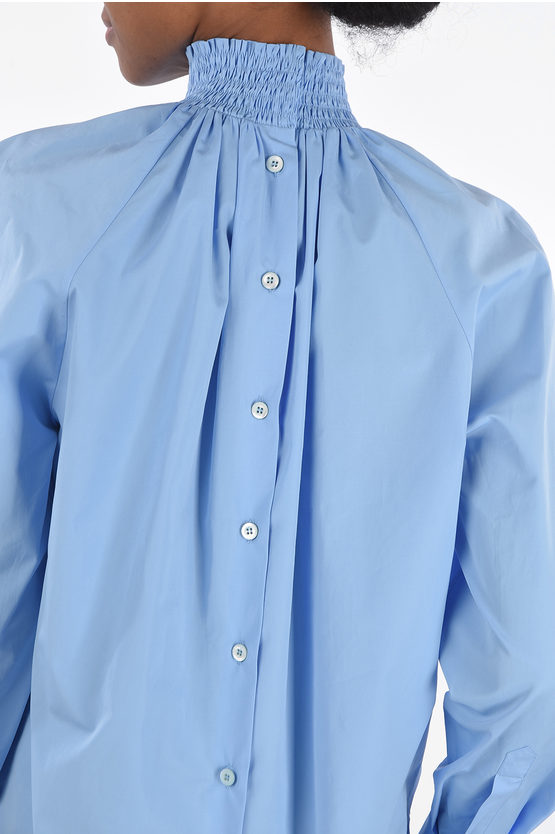 Prada Curled Neck Cotton Blouse with Back Buttoning women - Glamood Outlet