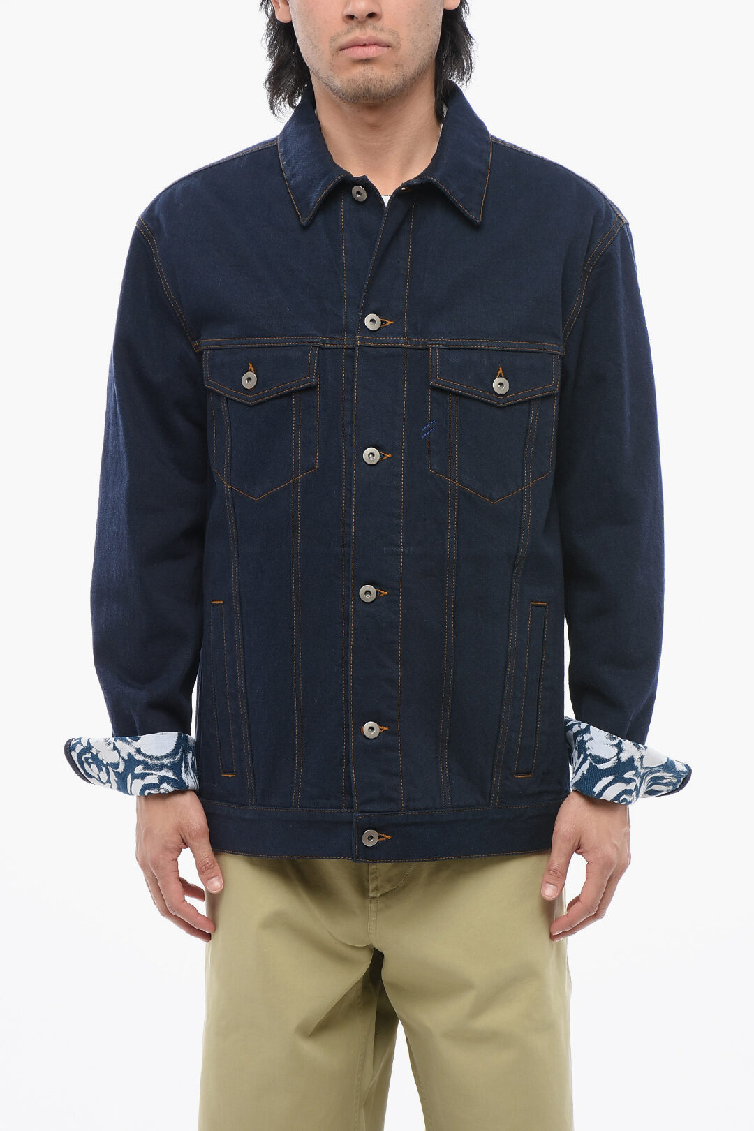 Burberry Dark Washed Denim Jacket with Printed Cuffs men - Glamood Outlet