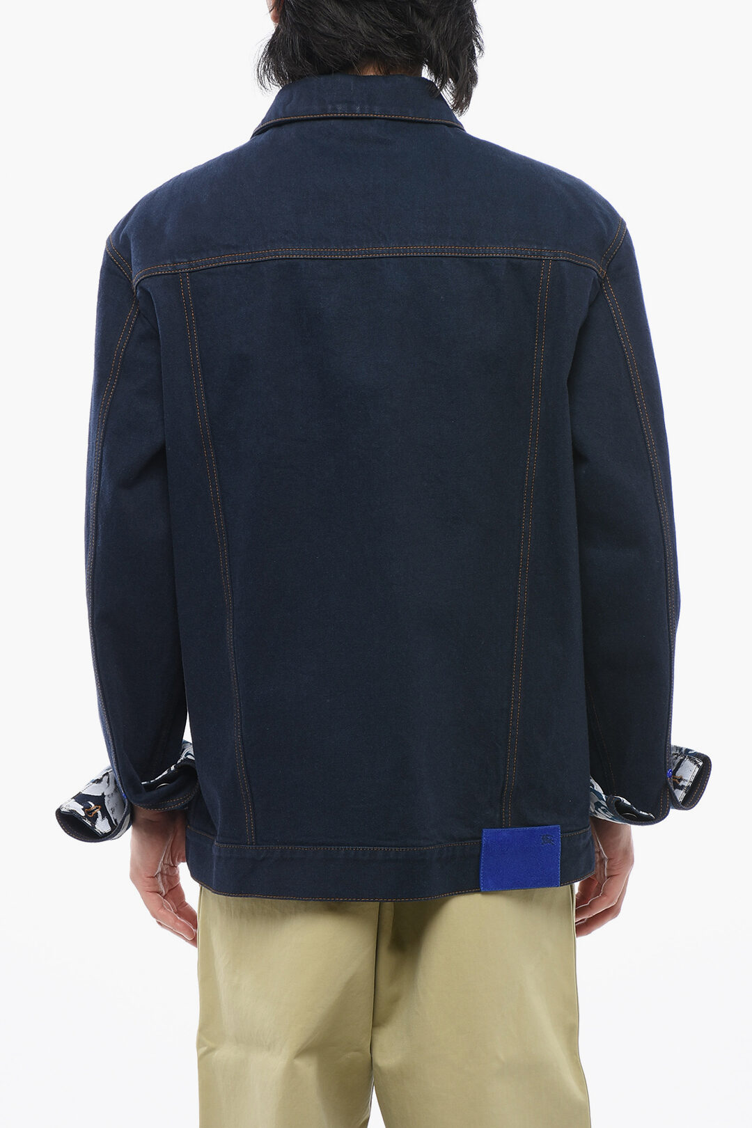 Burberry Dark Washed Denim Jacket with Printed Cuffs men - Glamood Outlet