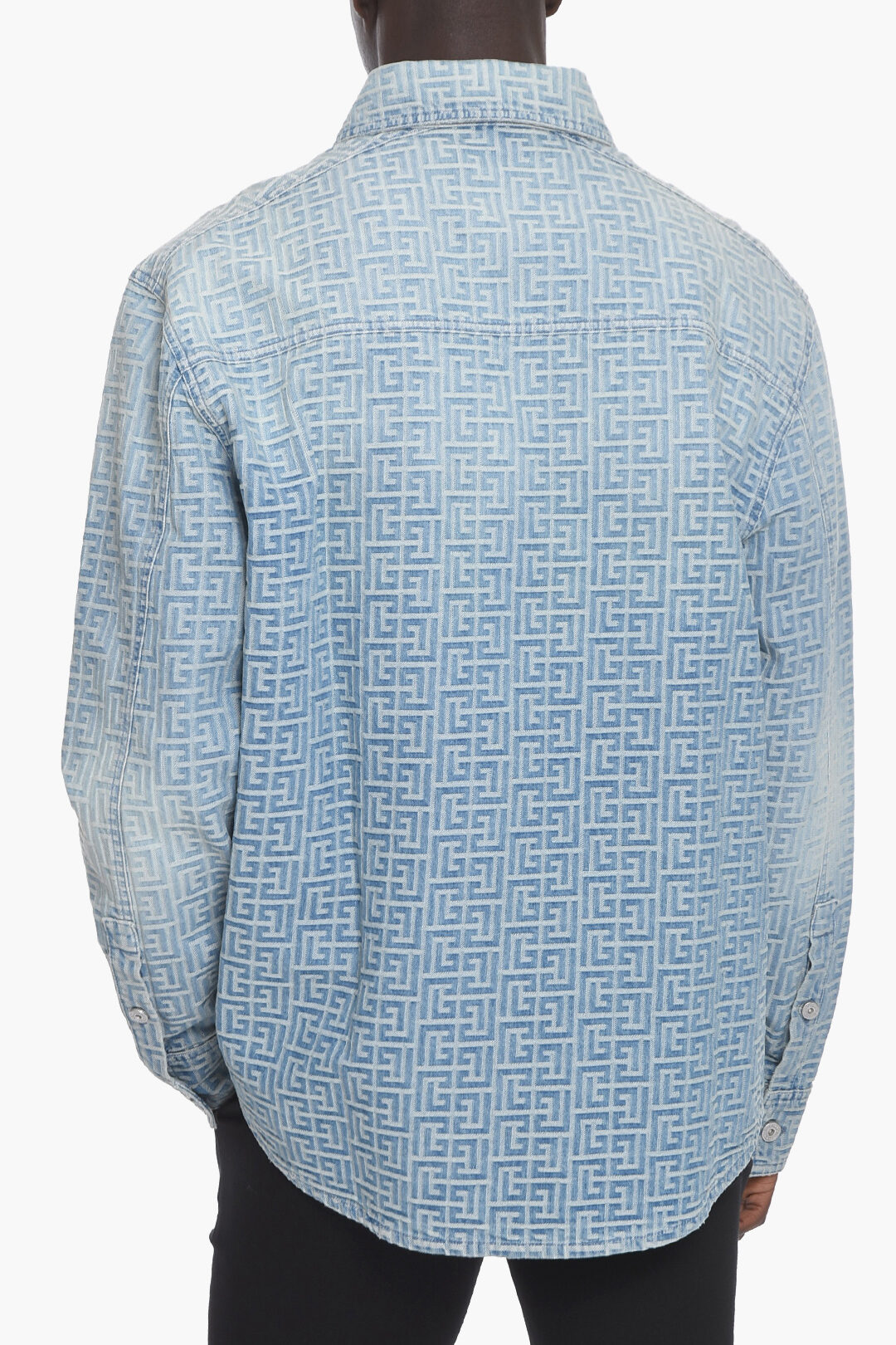 Balmain Denim Biker Jacket with Embossed Logo Pattern men - Glamood Outlet