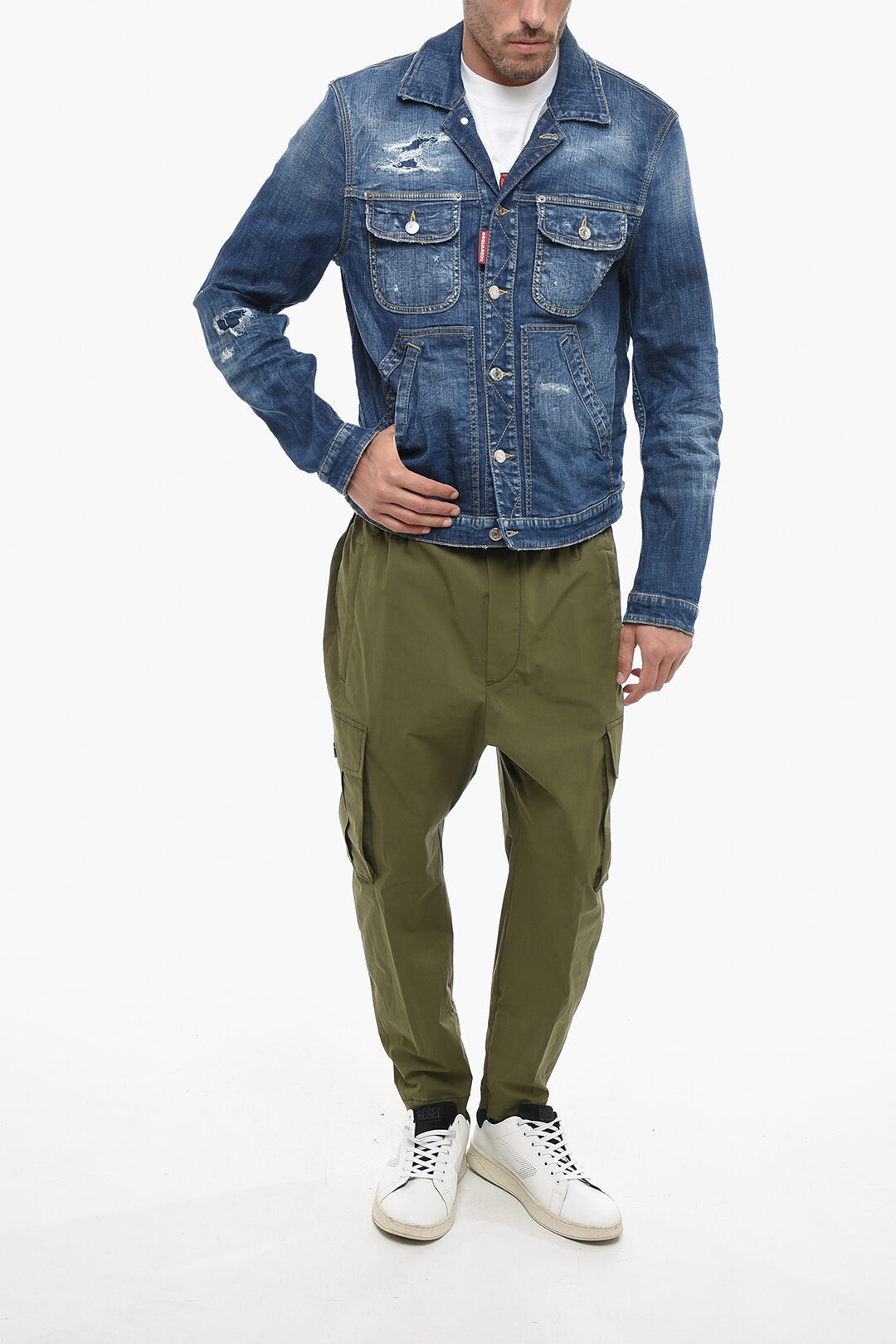 Dsquared2 Denim Boxy Jacket with Distressed Detail men - Glamood Outlet