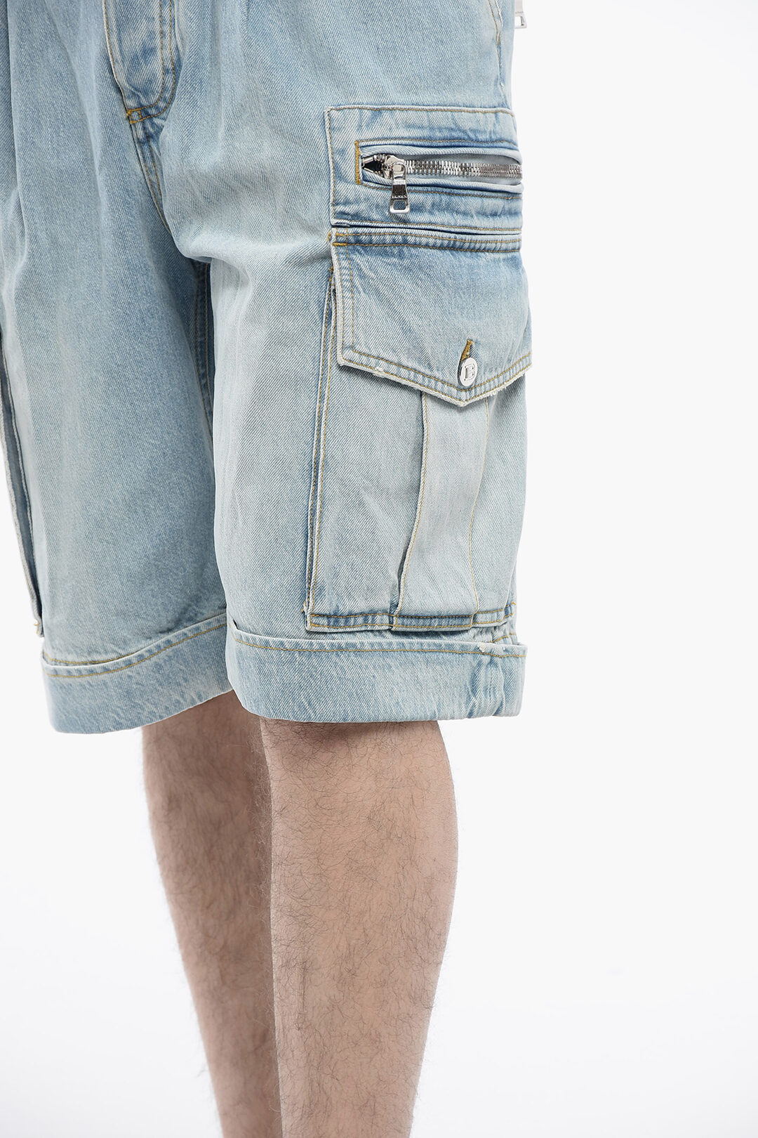 Balmain Denim Cargo Shorts with Belt Loops men - Glamood Outlet