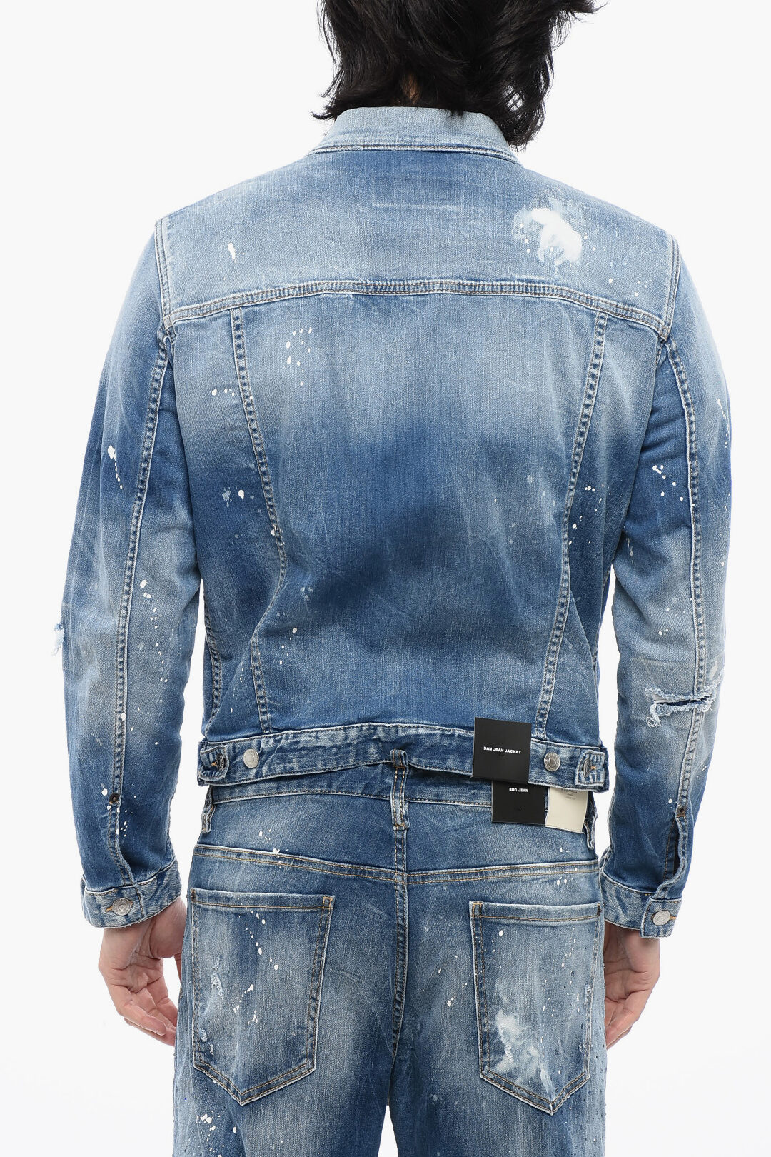 Dsquared2 Denim DAN JEANS Jacket with Paint Sketch Motif men - Glamood ...