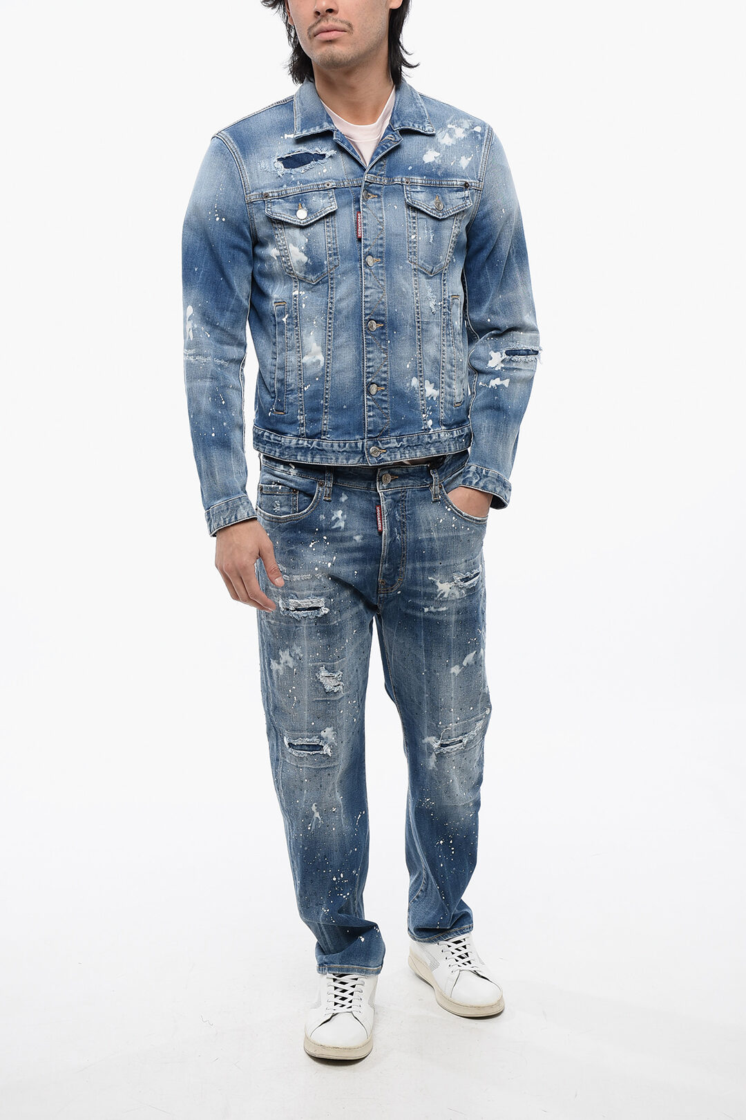 Dsquared2 Denim DAN JEANS Jacket with Paint Sketch Motif men - Glamood ...