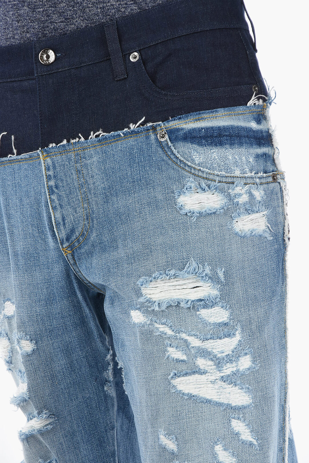 Dolce & Gabbana DENIM Distressed Cropped Jeans with Double Denim ...