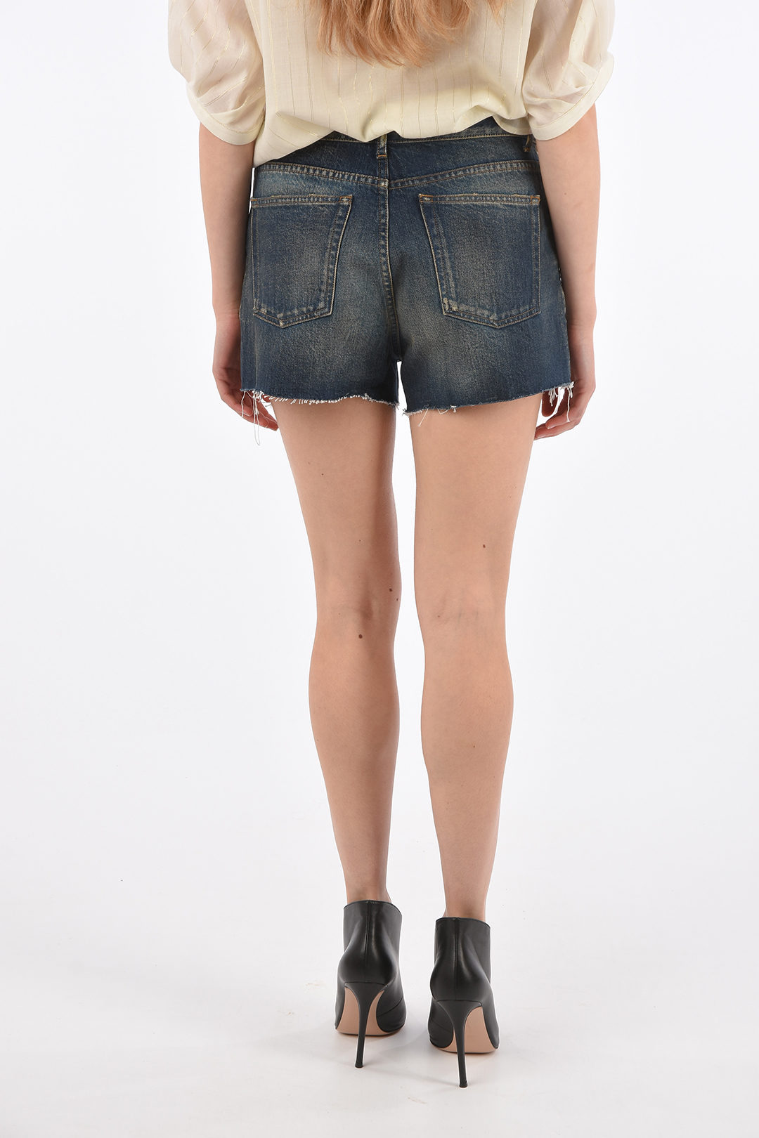 Saint Laurent Denim Hot Pants with Belt Loops damen - Glamood Outlet