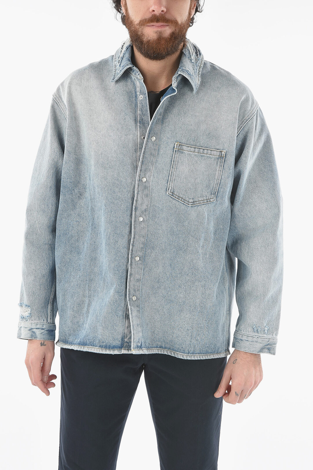 Martine Rose Denim Jacket with Embroidered Logo men - Glamood Outlet