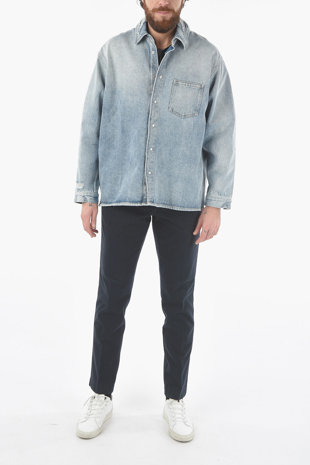 Martine Rose Denim Jacket with Embroidered Logo men - Glamood Outlet