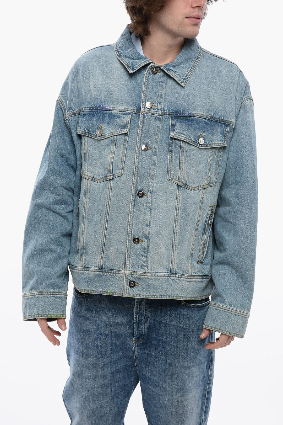 Balmain Denim UNSTITCHED Jacket with Back Logo men - Glamood Outlet
