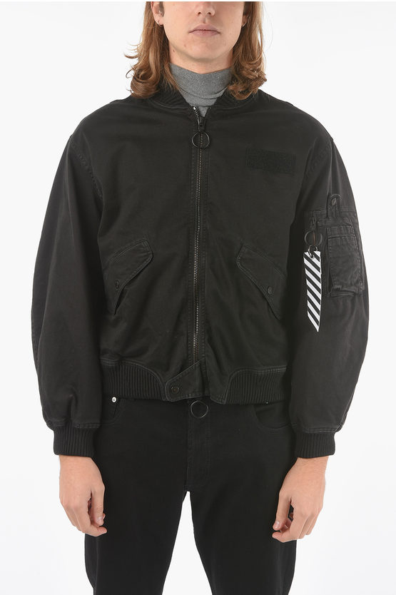 Off-White Denim VINTAGE Bomber Jacket with Detachable Lining men ...