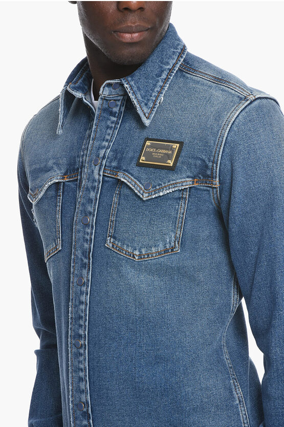 Dolce & Gabbana Denim Western Shirt men - Glamood Outlet