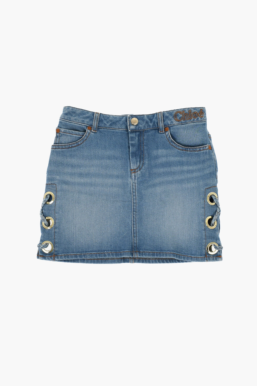 Chloe Kids Denims Mini Skirt with Lace-Up Detail girls - Glamood Outlet