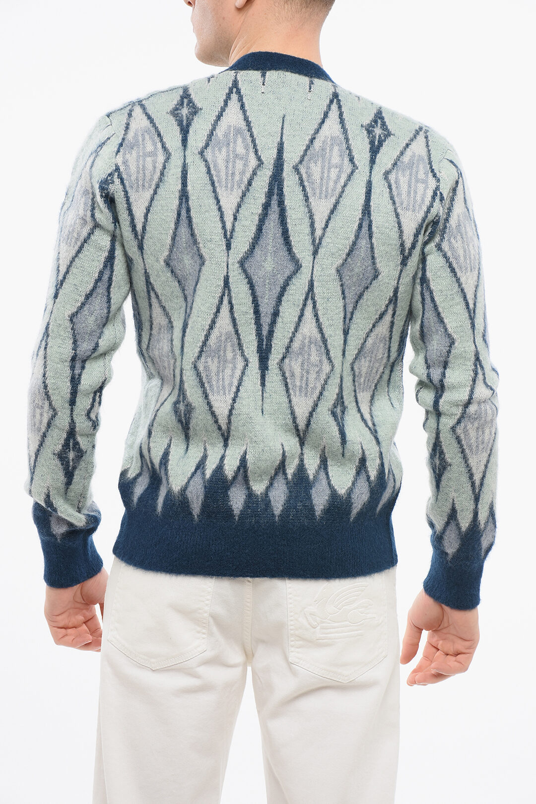 Amiri Diamond Patterned Mohair Blend Cardigan men - Glamood Outlet