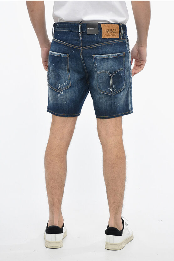 Dsquared2 Distressed Denim COMMANDO Shorts with Dark Wash men - Glamood ...